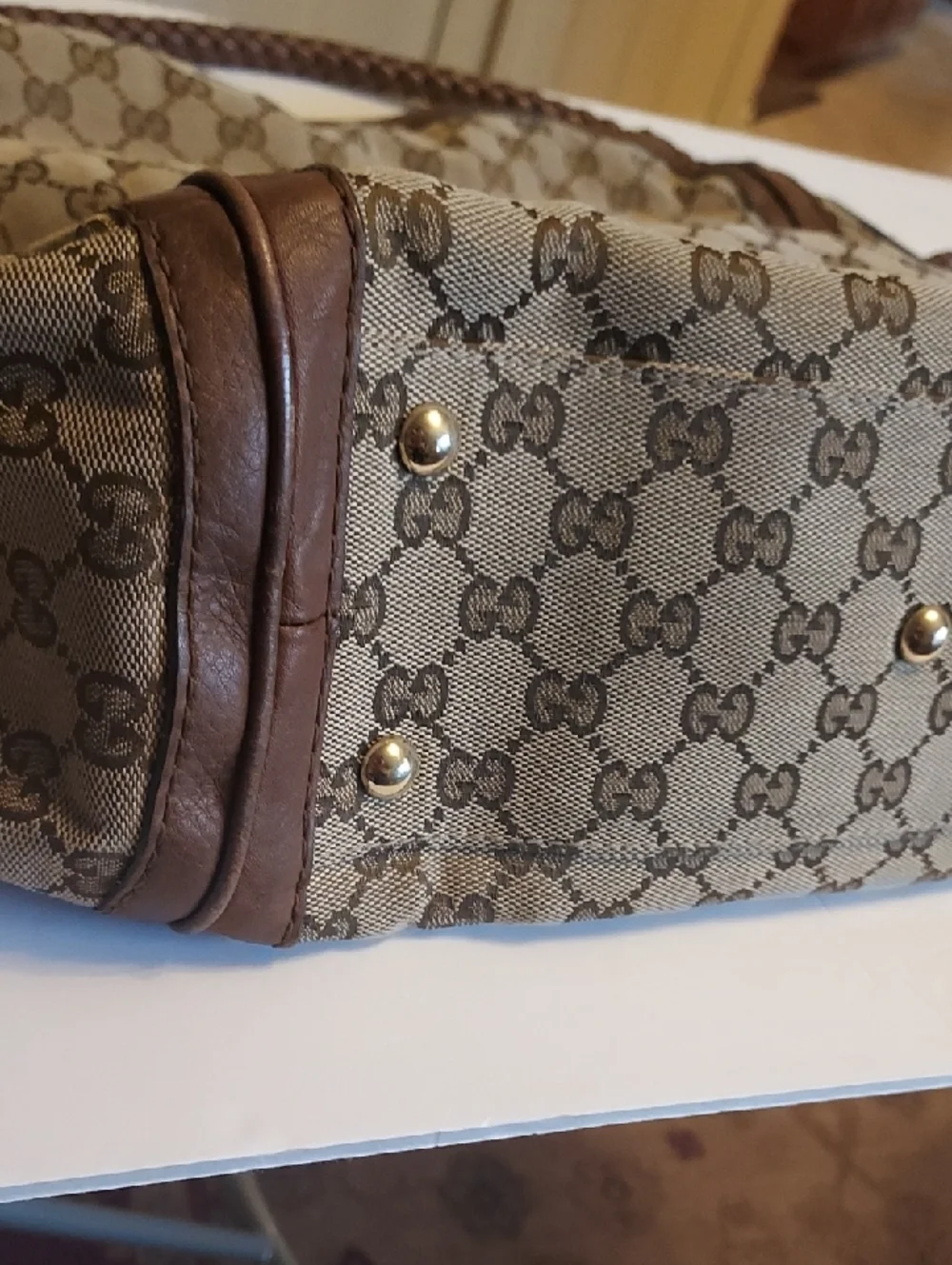 Gucci | Bags | Vintage Gucci Signature Logo Gg Tote Shoulder Bag Beige ...
